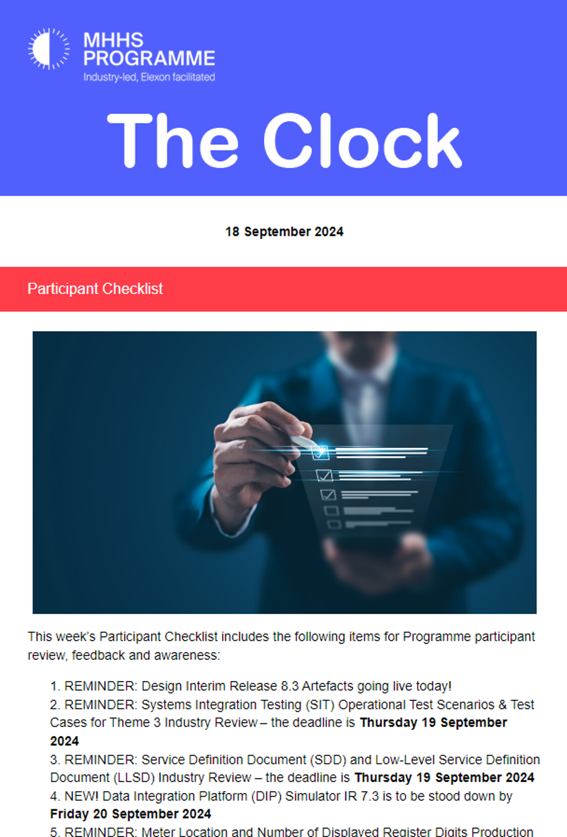 The Clock: 18 September 2024 - MHHS Programme