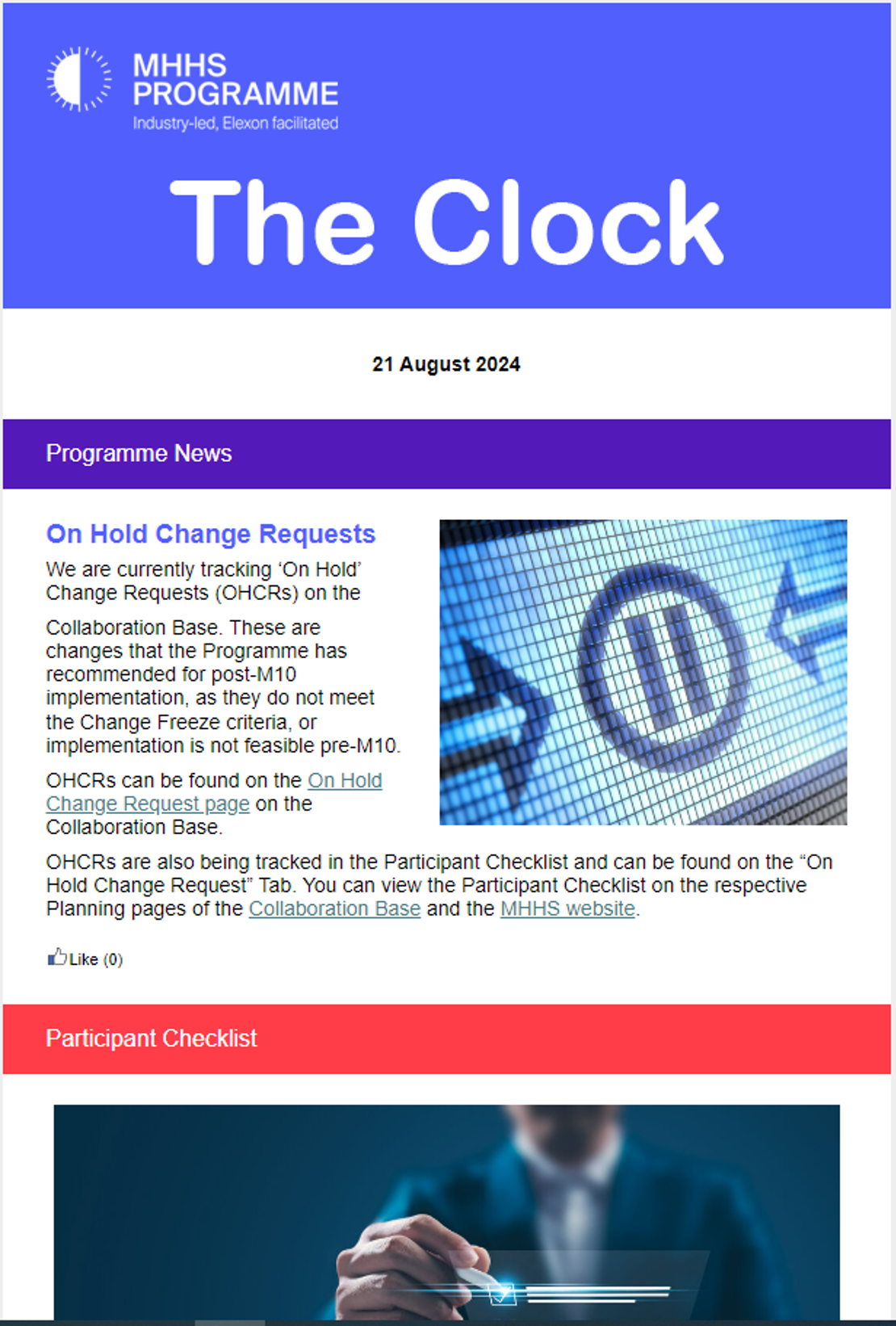 The Clock: 21 August 2024 - MHHS Programme